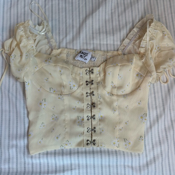 Princess Polly | Tops | Yellow Floral Corset Top | Poshmark